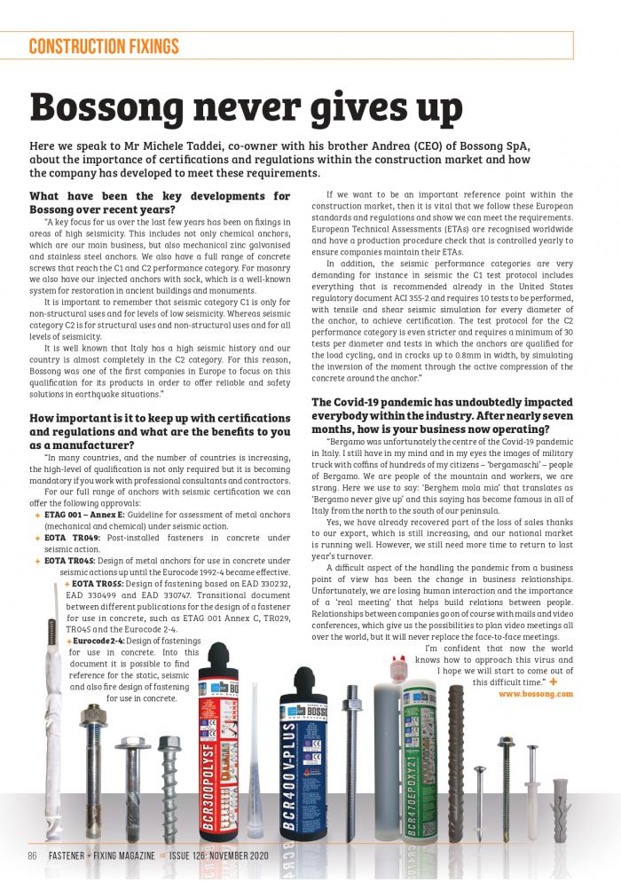 Bossong - Sistemi di fissaggio e consolidamento